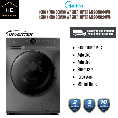 Midea 12KG / 8KG & 10KG / 7KG Washer Dryer Combo 2in1 Inverter ...