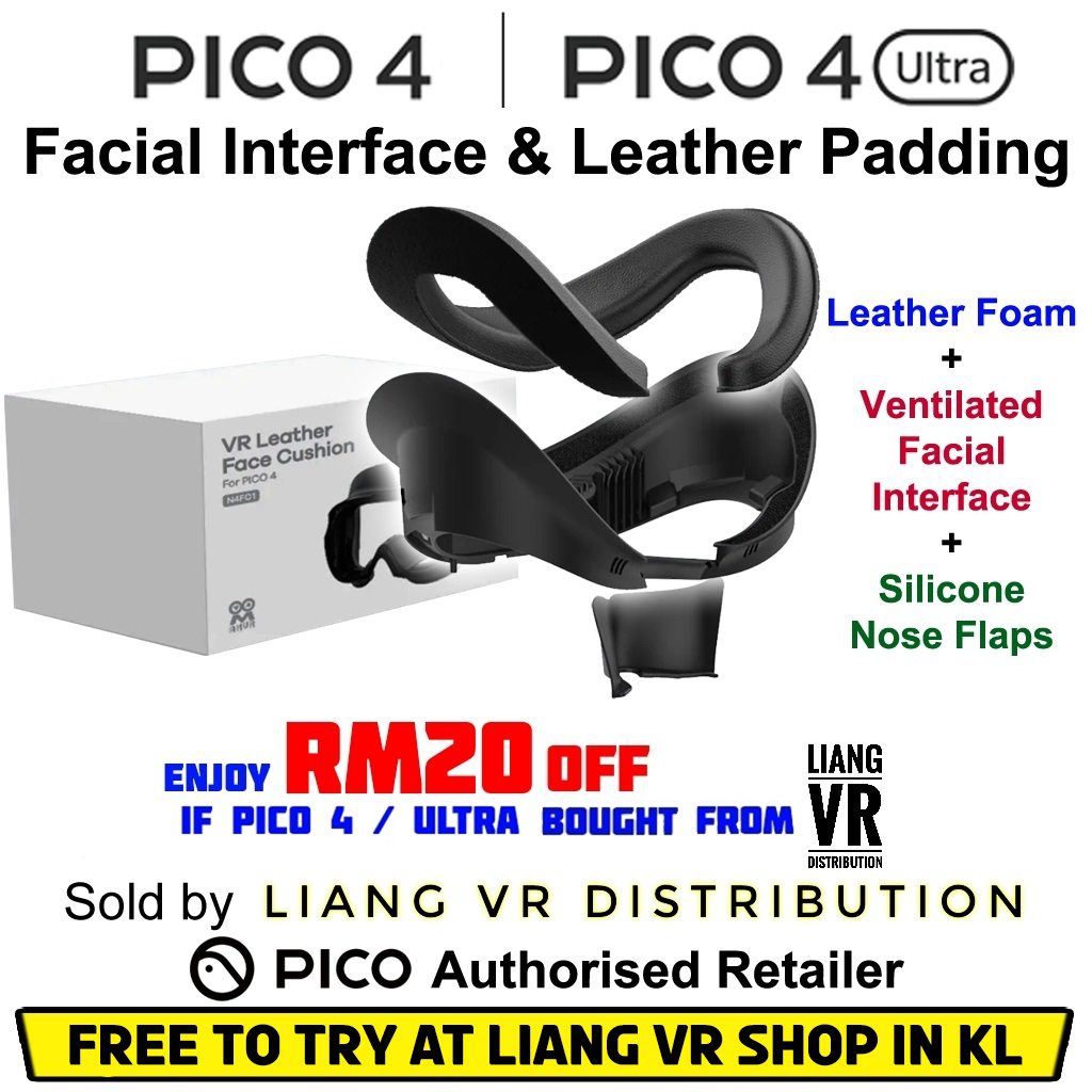 Pico 4/Pico 4 Ultra AMVR Sweatproof Facial Interface & Leather Padding ...
