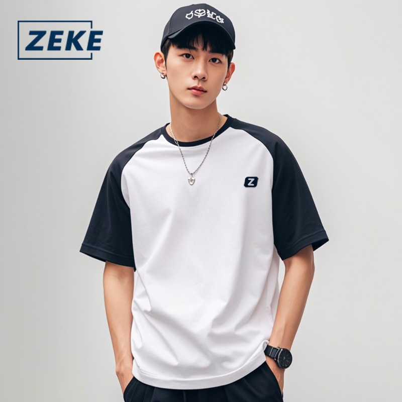 ZEKE Men's T-shirt Embroidered Logo Raglan Sleeve T-shirt | Shopee Malaysia