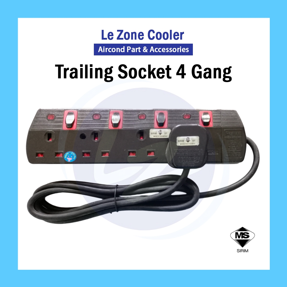 Trailing Extension Socket Switch Socket Electrical Plug 4 Way 4 Gang 2m ...