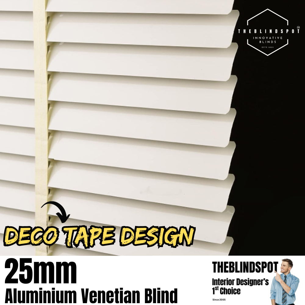 TheBlindSpot 25mm Aluminium Venetian Blind with Deco Tape Bidai Tingkap ...