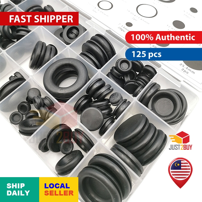 【STOK M'SIA】Grommet Getah 125pcs Black Rubber Grommet Firewall Hole ...