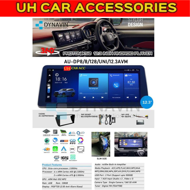DYNAVIN PROTON X50 12.3” OEM ANDROID PLAYER 8GB RAM+128GB ROM PLUG AND ...
