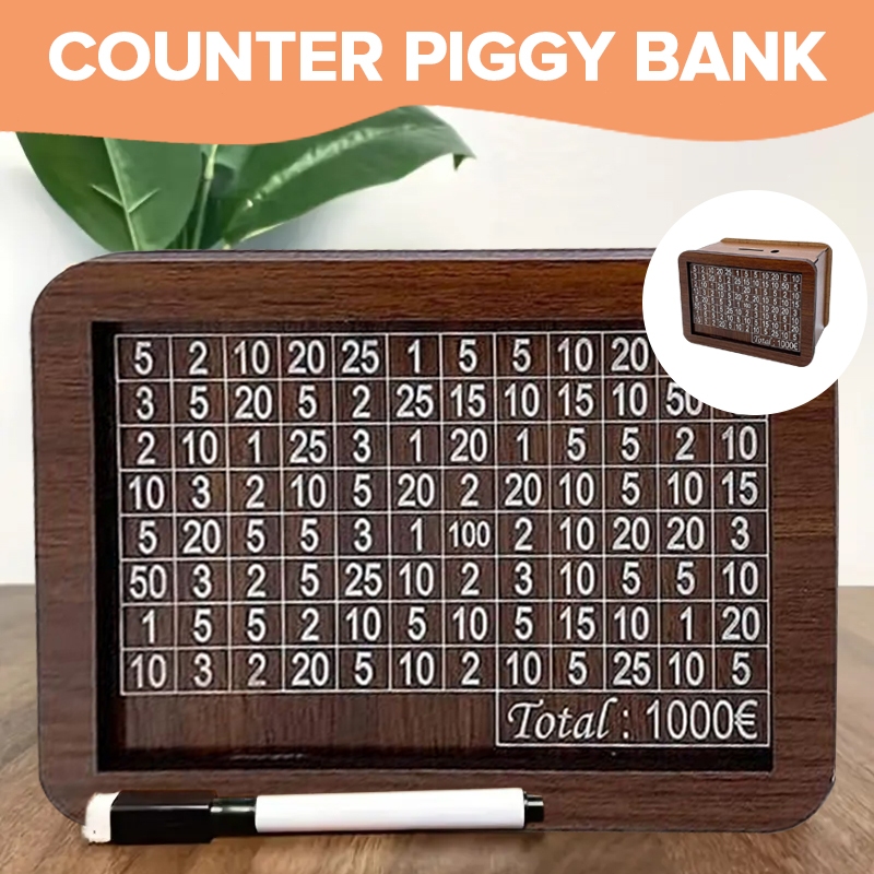 Wood Money Box with number on the box, Tabung Duit, Saving Planner ...