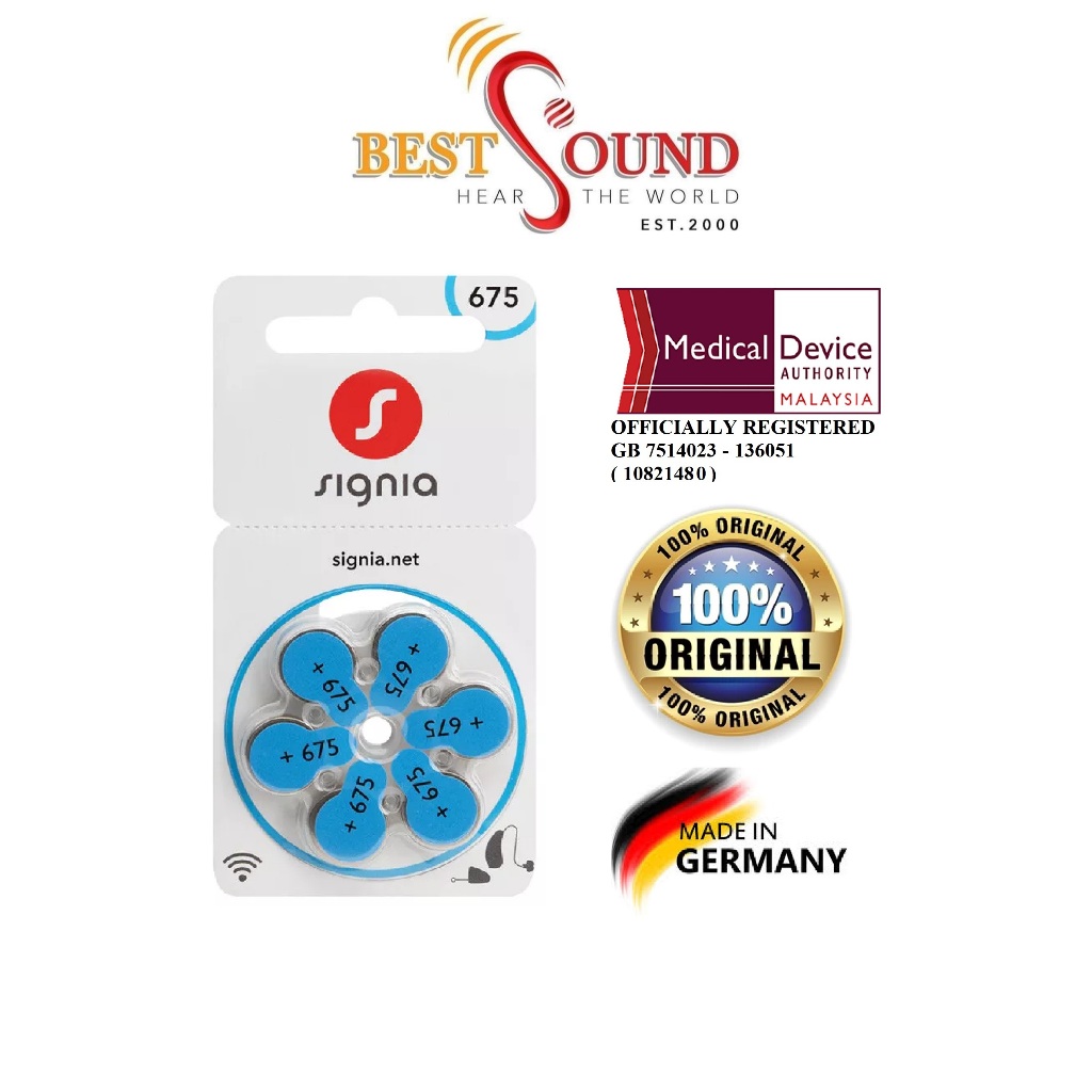 Size 675 EXP: 1/2029 Siemens/ Signia Hearing aid battery/ bateri alat ...