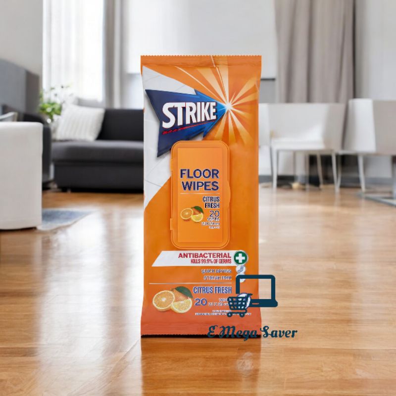 Strike Antibacterial Floor Wipes Citrus Fresh (20sheets) | Shopee Malaysia
