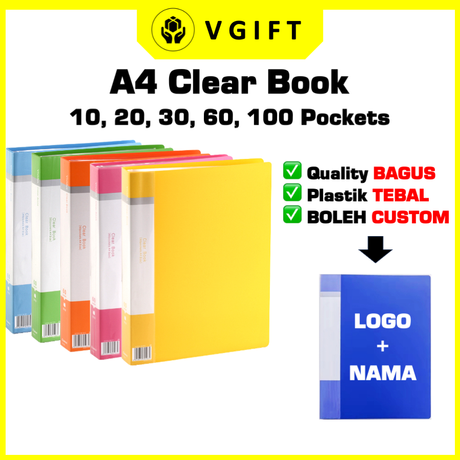A4 10, 20, 30, 60, 100 Pocket Clear Book , Clear Holder File , Display ...