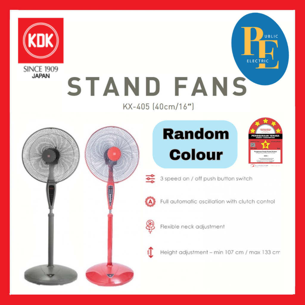 KDK 16inch / 40cm Electric Stand Fan KX405 KX-405 Random Colour ...