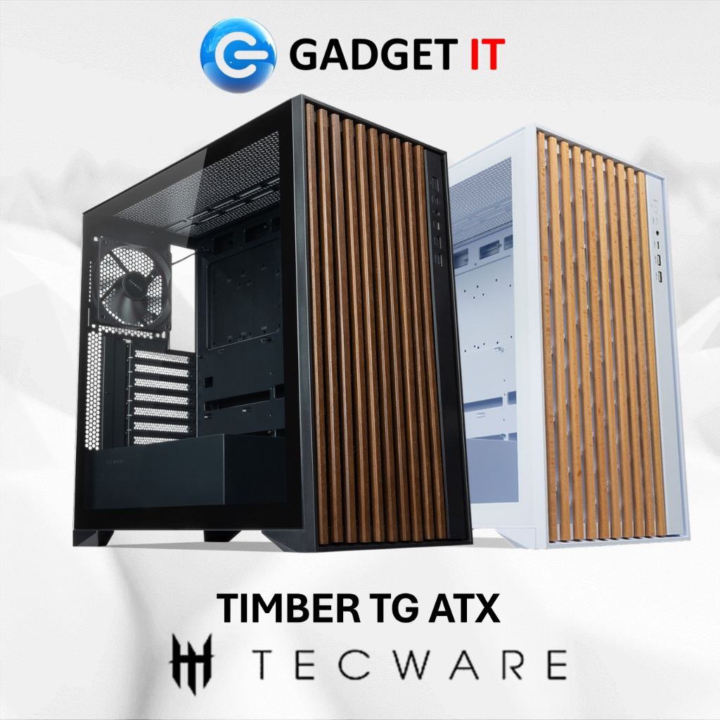 TECWARE TIMBER TG ATX PC CASE - 4 FANS INCLUDED | REAL WOOD PANELS | FRACTAL NORTH INSPIRED ...
