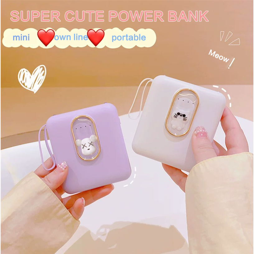 20000mah mini Power Bank cute with Detachable 4 Cable Portable fast ...