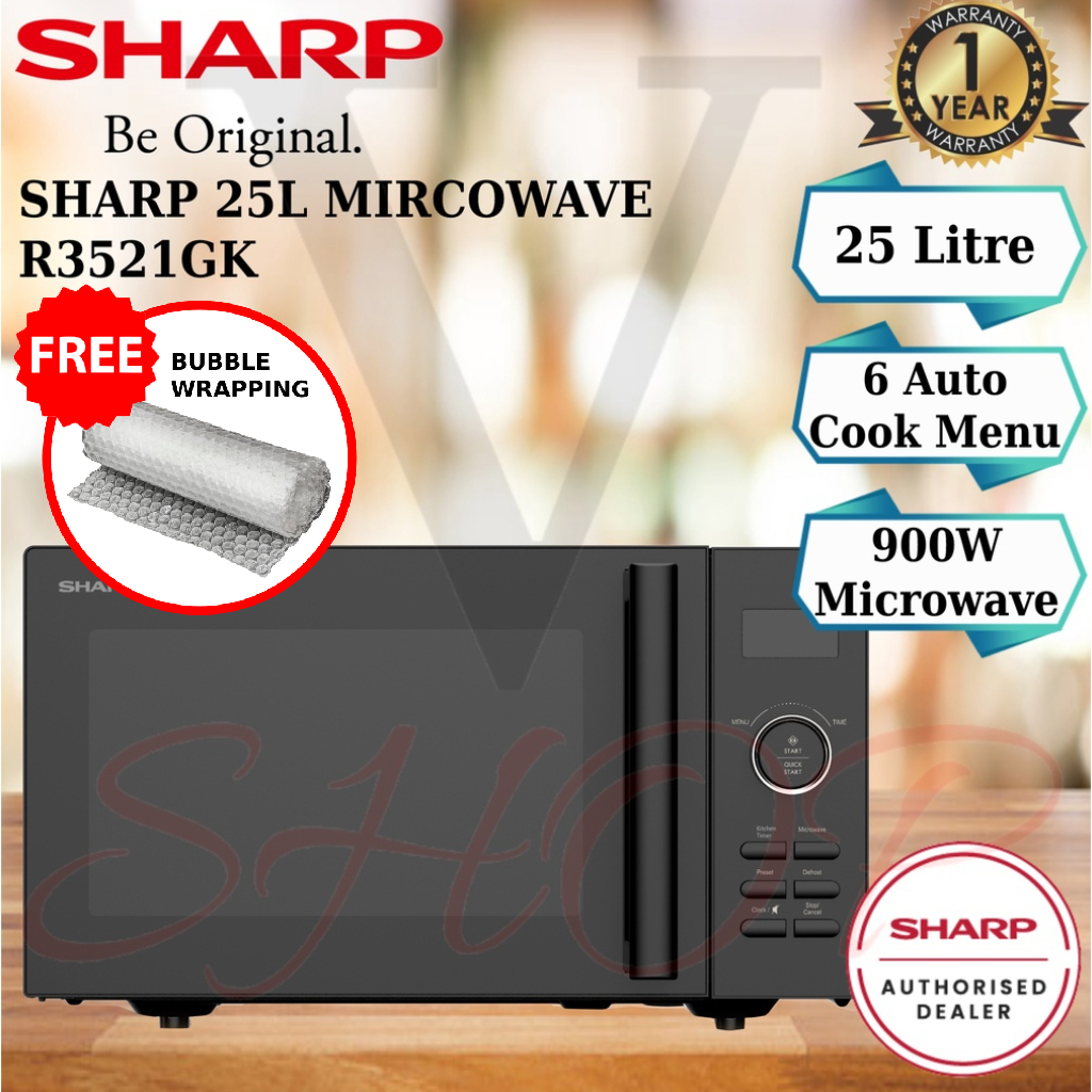 [FREE BUBBLE WRAPPING] SHARP 25L MICROWAVE OVEN R3521GK // SHARP 25L ...