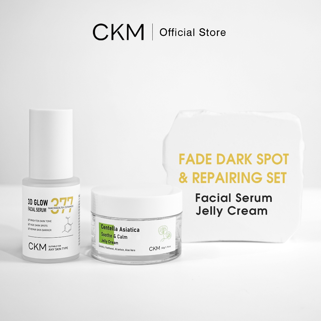 CKM Skincare Set 3D Glow 377 Facial Serum & Centella Asiatica Soothe ...