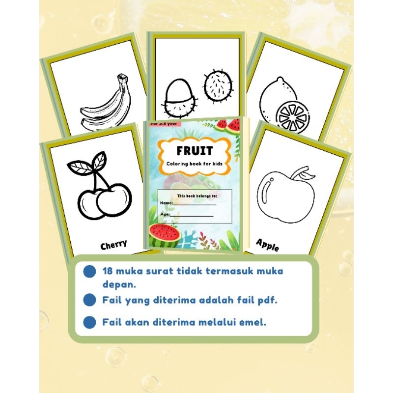 [PDF] Fruit Coloring Book for Kids,Buku mewarna buah-buahan,Printable ...