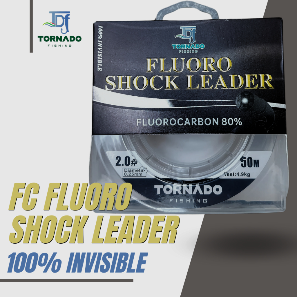 Tornado Fishing TDF Fluoro Shock FC Leader 80% Fluorocarbon 50 Meter ...
