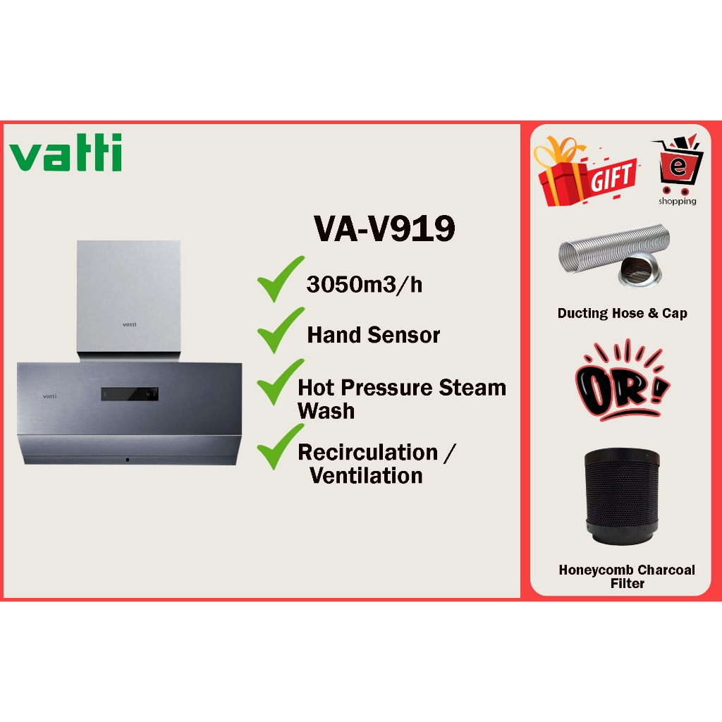 【AUTHORISED DEALER】Vatti V919 3050m3/h/ Magic Series Cooker Hood / DC ...