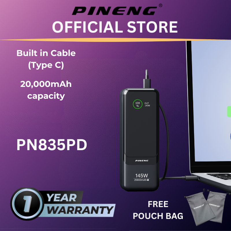 PINENG PN835PD TYPE C IN OUT FAST CHARGE PD+QC 3.0 20,000mAh BUILT IN ...