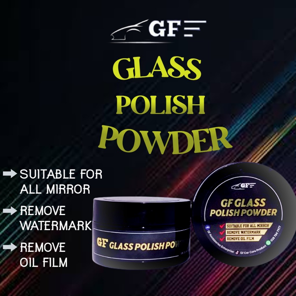 GF CAR CARE - GF GLASS POLISH POWDER -REMOVE WATERMARK & OIL FILM ...