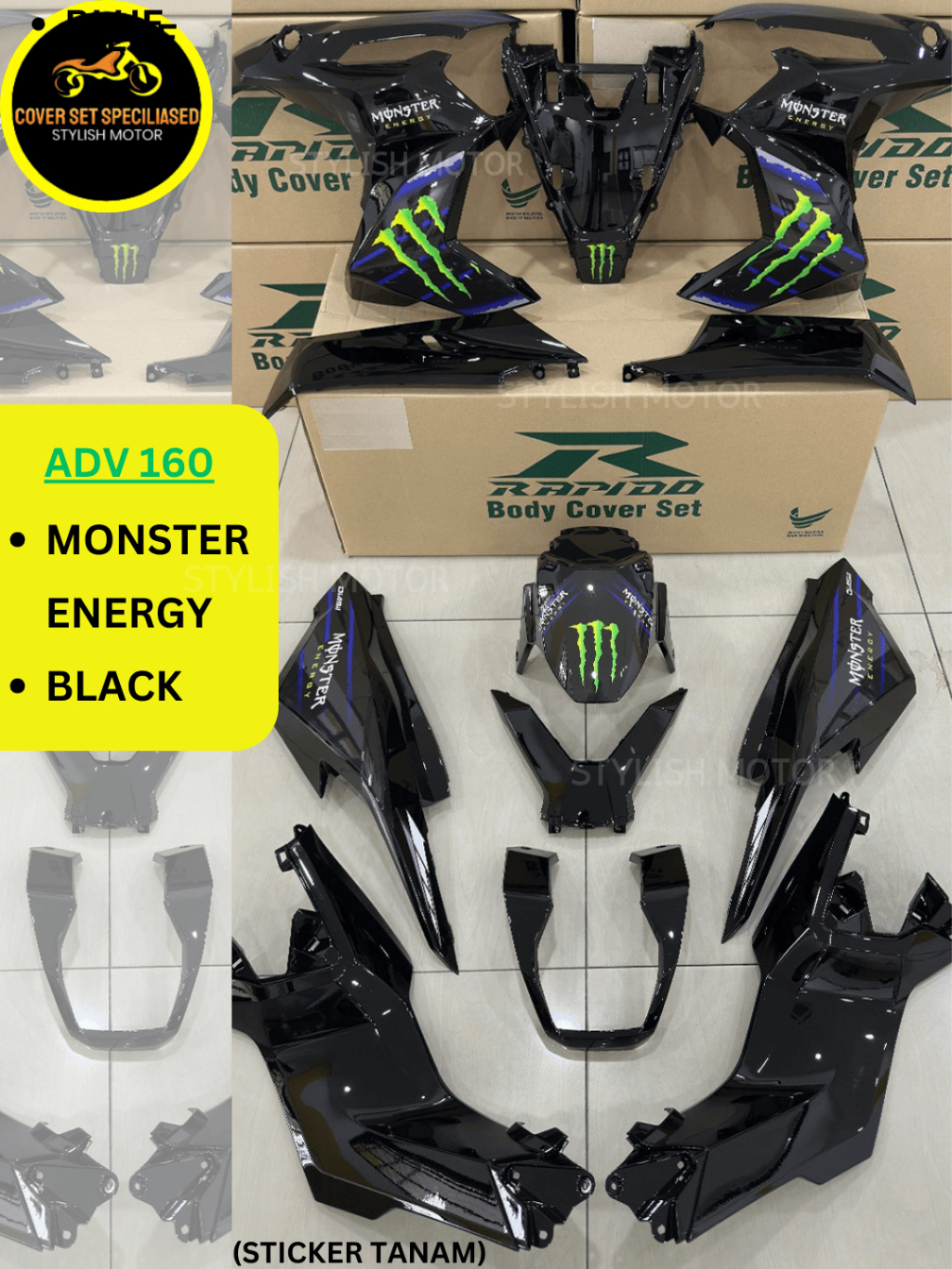RAPIDO Cover Set HONDA Adv Adv160 Monster GP Black Body Cover Coverset ...