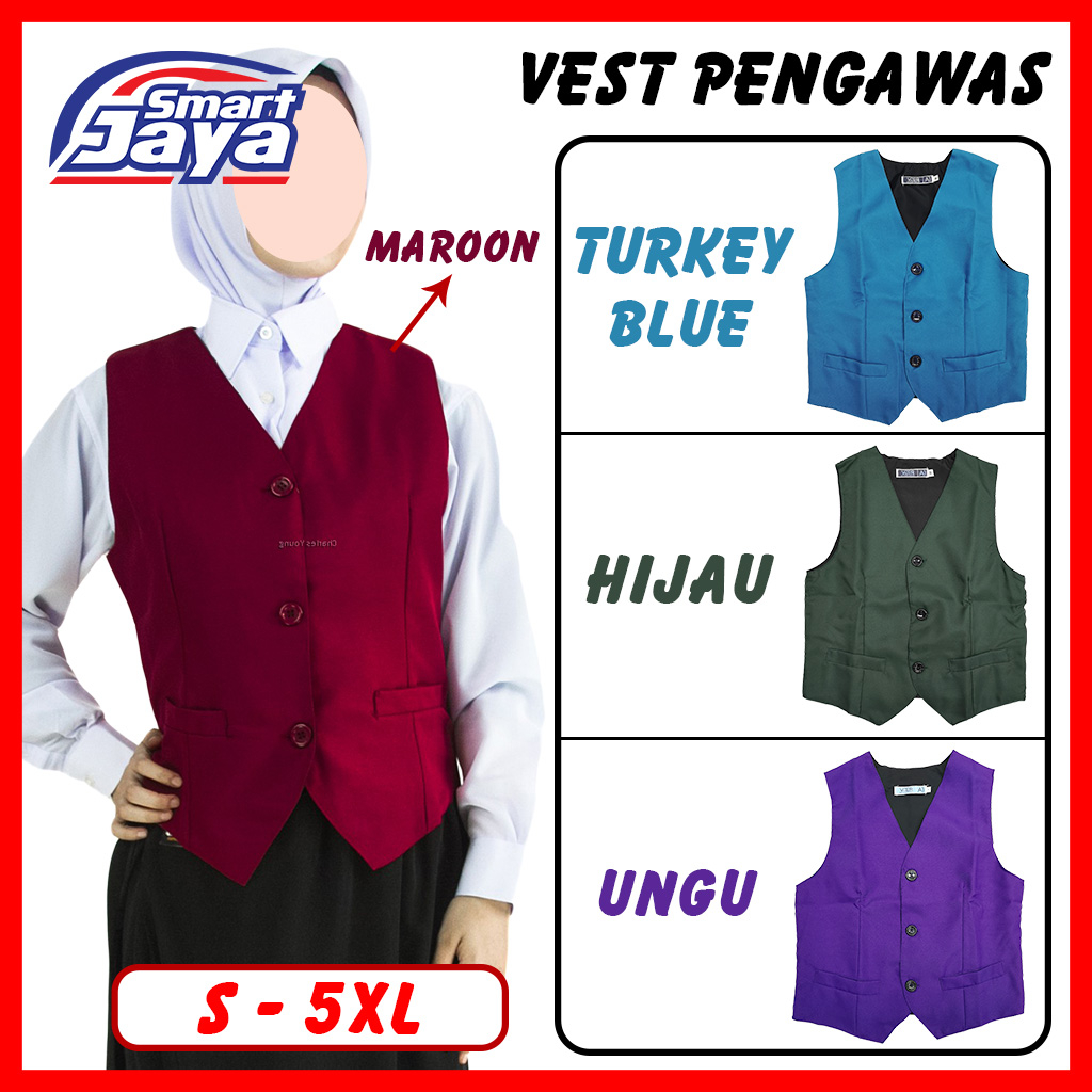 Vest Sekolah Rendah/Menengah/Ungu/Maroon/Hijau Krs/Biru Laut (#-Ready ...