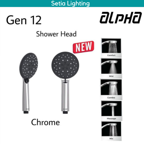 Alpha Water Heater Shower Head GEN 12 5 Speed Setting Extra Boost ...