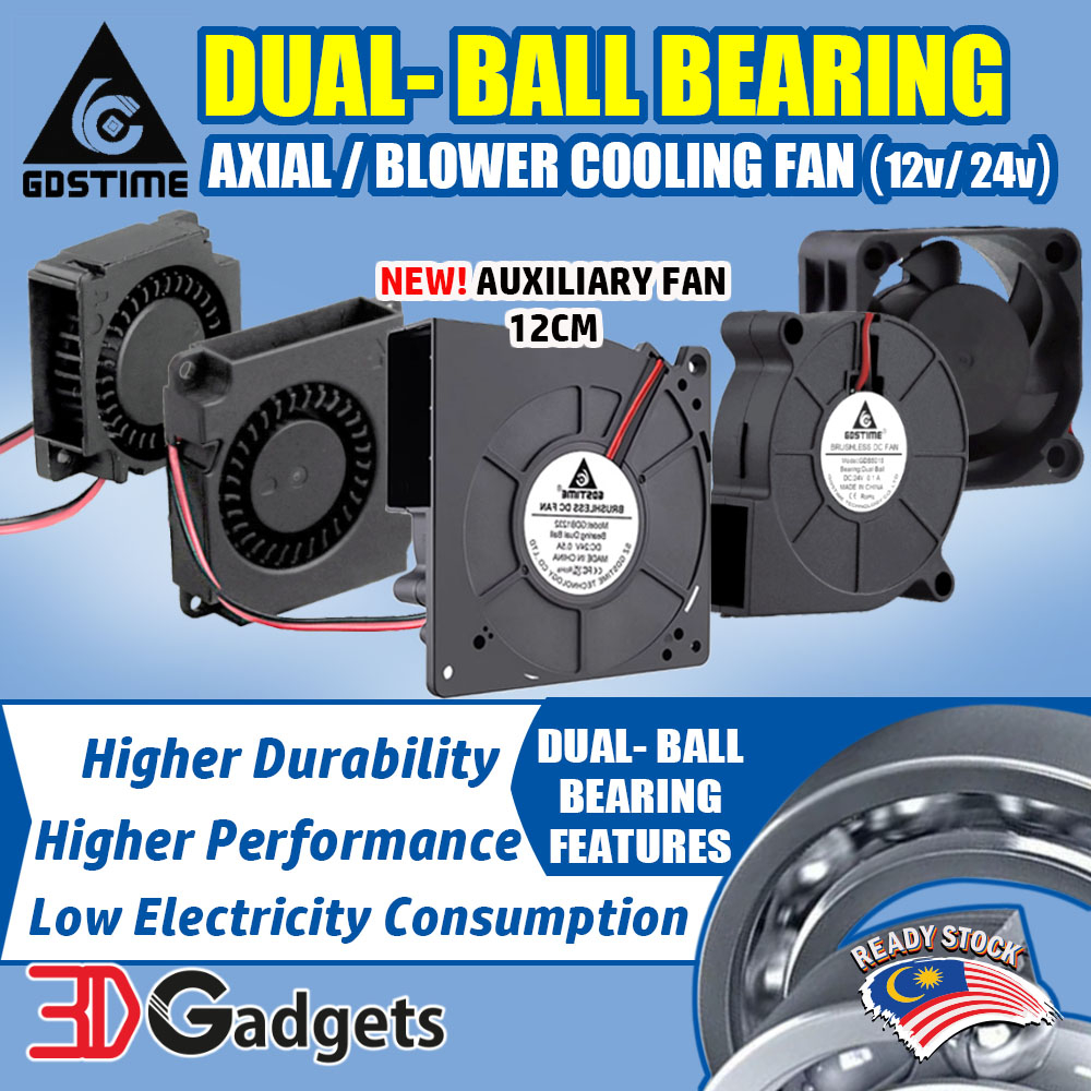 GDSTIME Dual Ball Bearing Axial / Blower / Auxiliary Cooling Fan 5v 12v ...