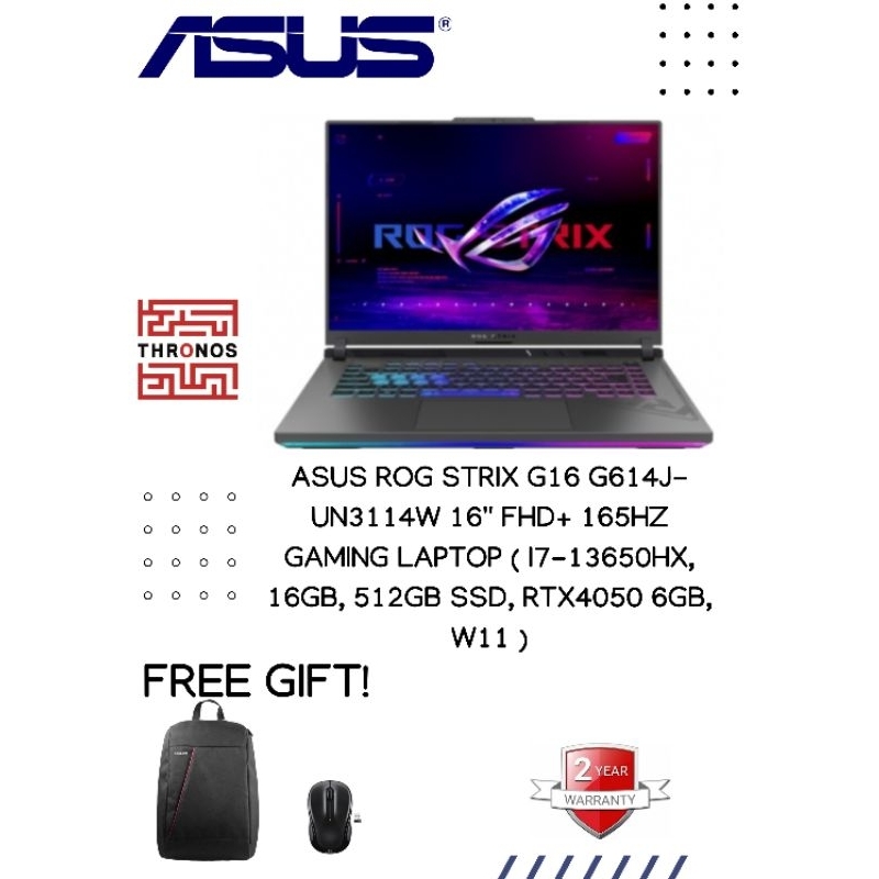 Asus ROG Strix G16 G614J-UN3114W 16'' FHD+ 165Hz Gaming Laptop | Shopee ...