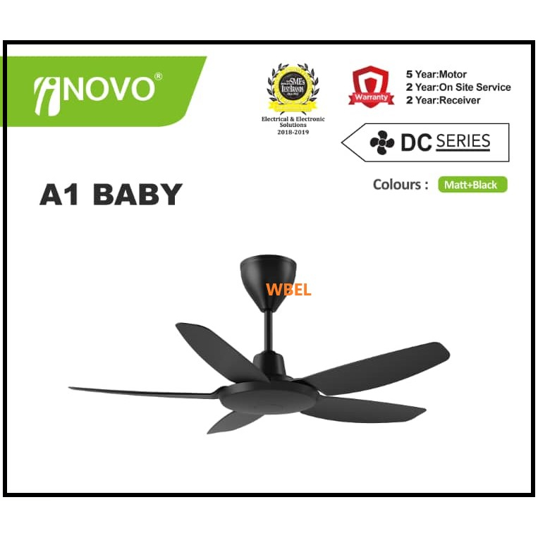 INOVO DC A1 BABY 40 INCHES 5-BLADE CEILING FAN (MATT BLACK) - 1 PC ...