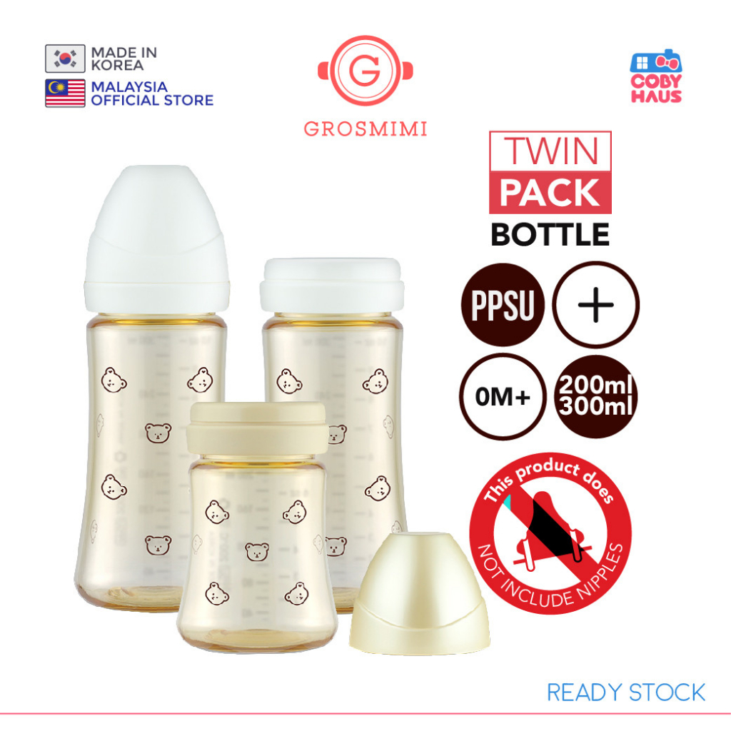 [Grosmimi] PPSU 300ml Dotgom Feeding Bottle (Special Edition Twin Pack) | Shopee Malaysia