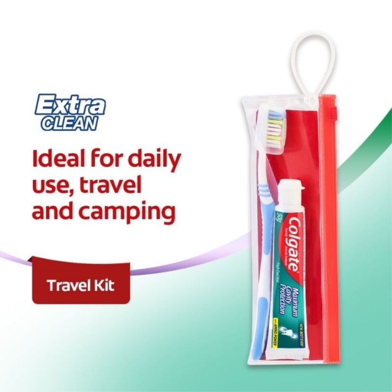 COLGATE Travel Kit (Fresh Cool Mint Toothpaste 50g + Extra Clean ...