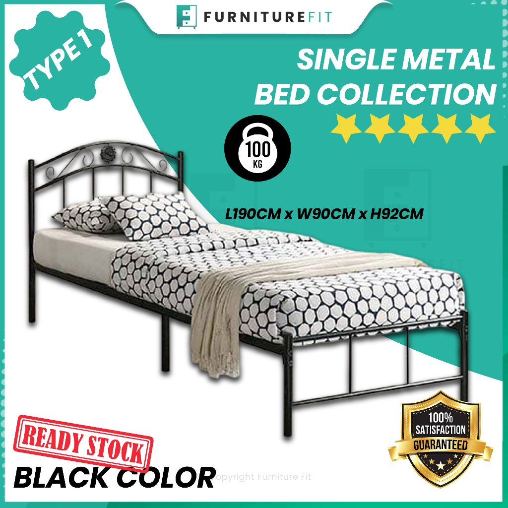 SUPER HEAVY DUTY FurnitureFit SINGLE METAL BED COLLECTION Katil Besi ...