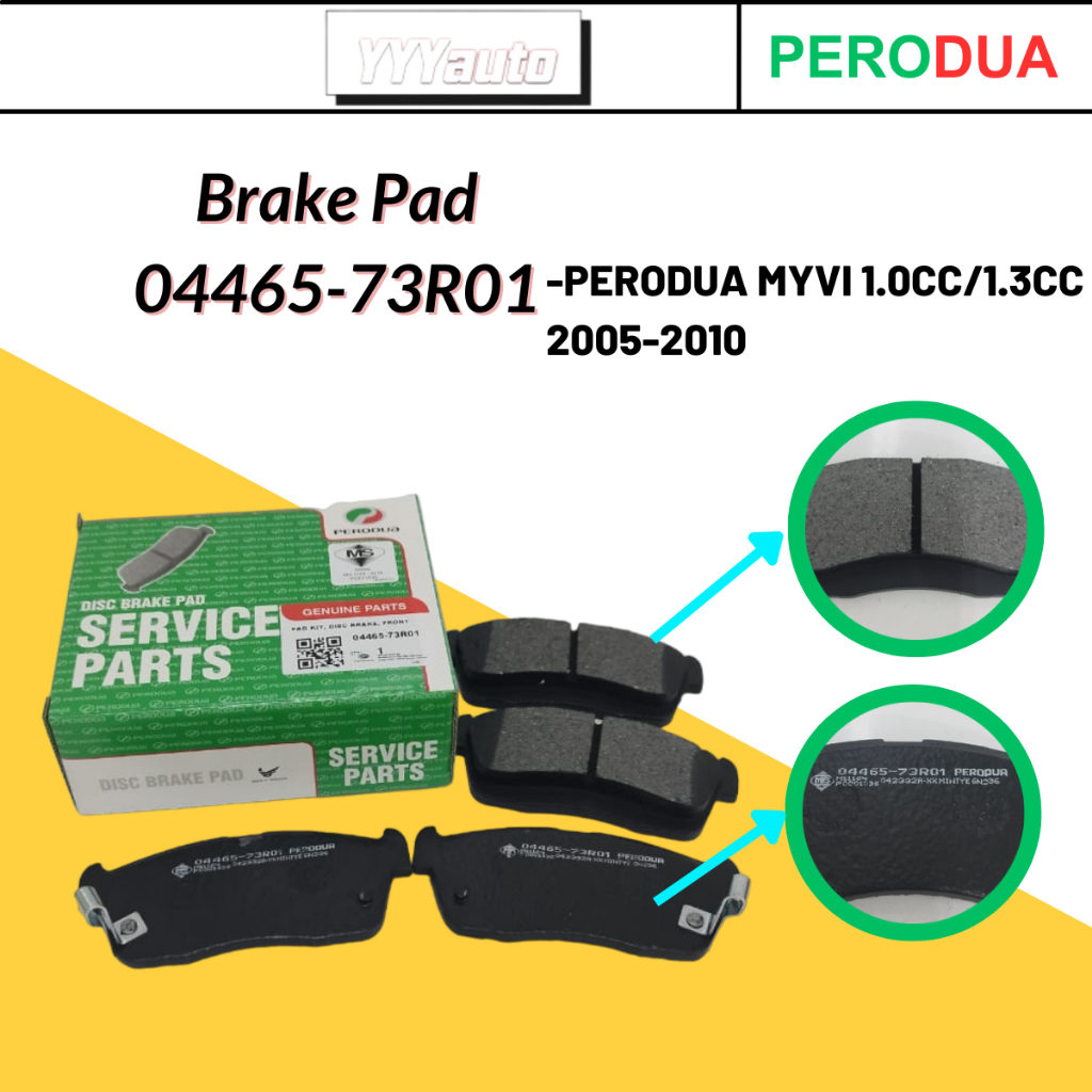 Original Perodua Myvi 2005-2010 - PERODUA Front Brake Pads - Myvi 1.0/1 ...