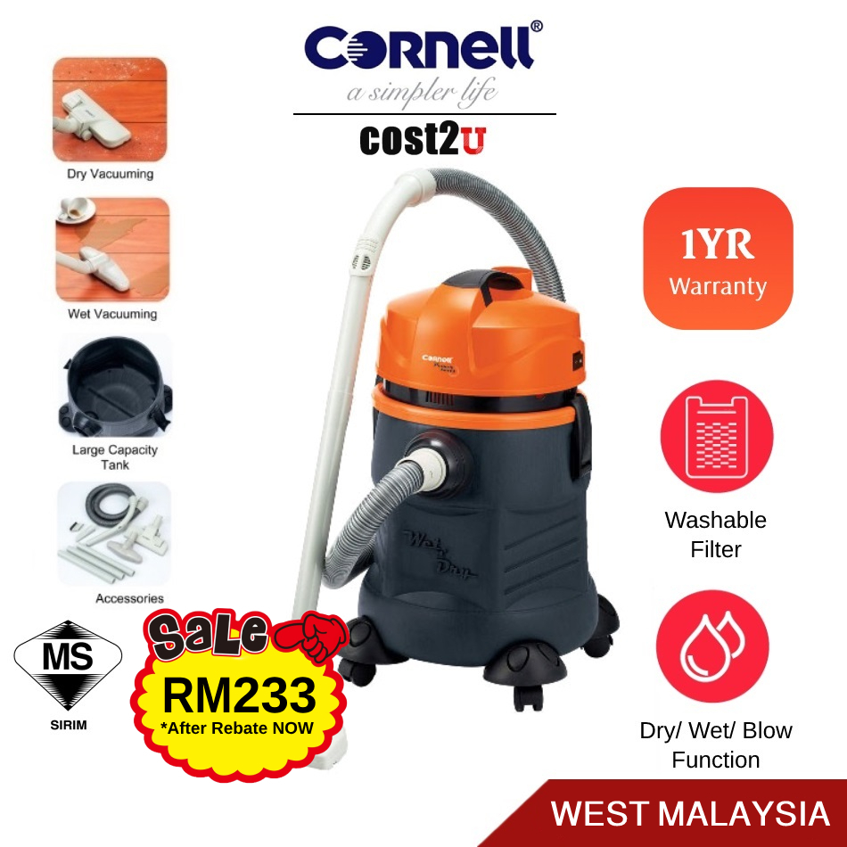 Cornell 3-In-1 Tank Vacuum Cleaner (Dry / Wet / Blow)| CVC-WD601P CVC ...