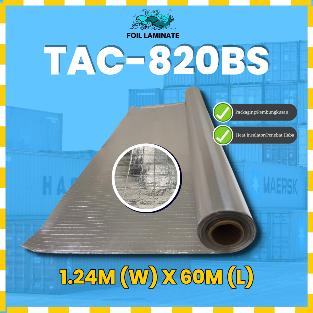 TAC-820BS Aluminium Foil Paper Foil (60M-L) Packaging Penebat Haba Heat ...
