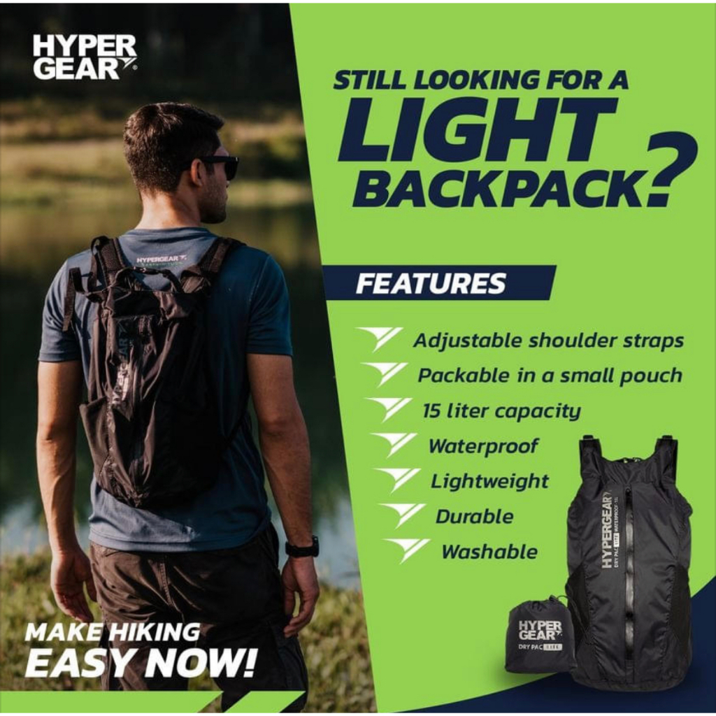 Hypergear Dry Pac Lite 15L (Backpack | Washable | Lightweight ...