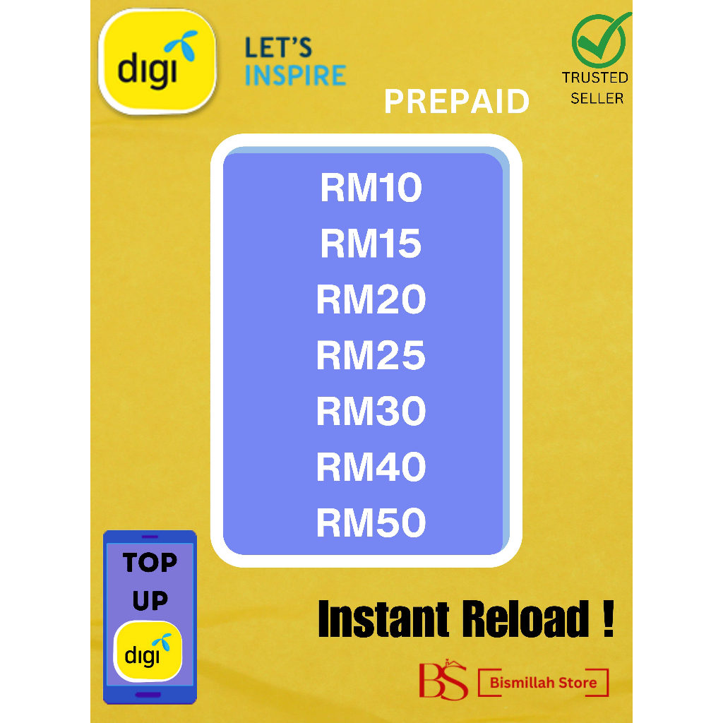 DIGI TOPUP PREPAID RM10 RM15 RM20 RM25 RM30 RM40 RM50 | Shopee Malaysia