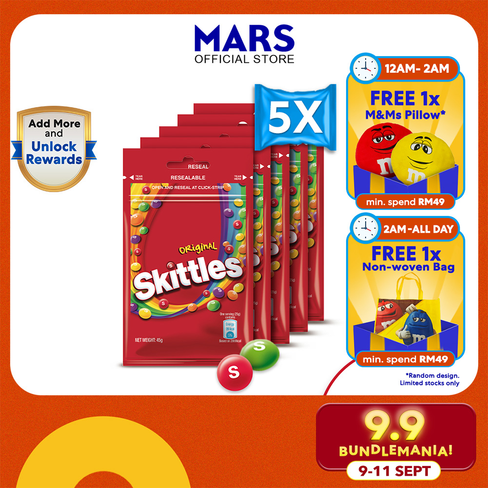 [Bundle of 5] Skittles Original Bag Chewy Candy Fruity 45g | Shopee ...