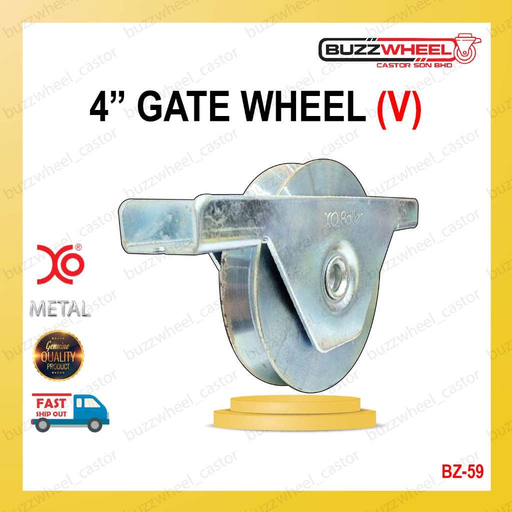 4" BZ-59 (100MM X 18MM V-GROOVE) METAL GATE ROLLER/ WHEEL/ RODA PAGAR ...
