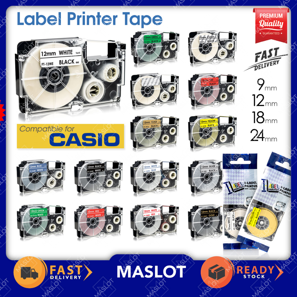 Casio-compatible 9mm/12mm/18mm/24mx 8Meter Label Printer Label Tape ...