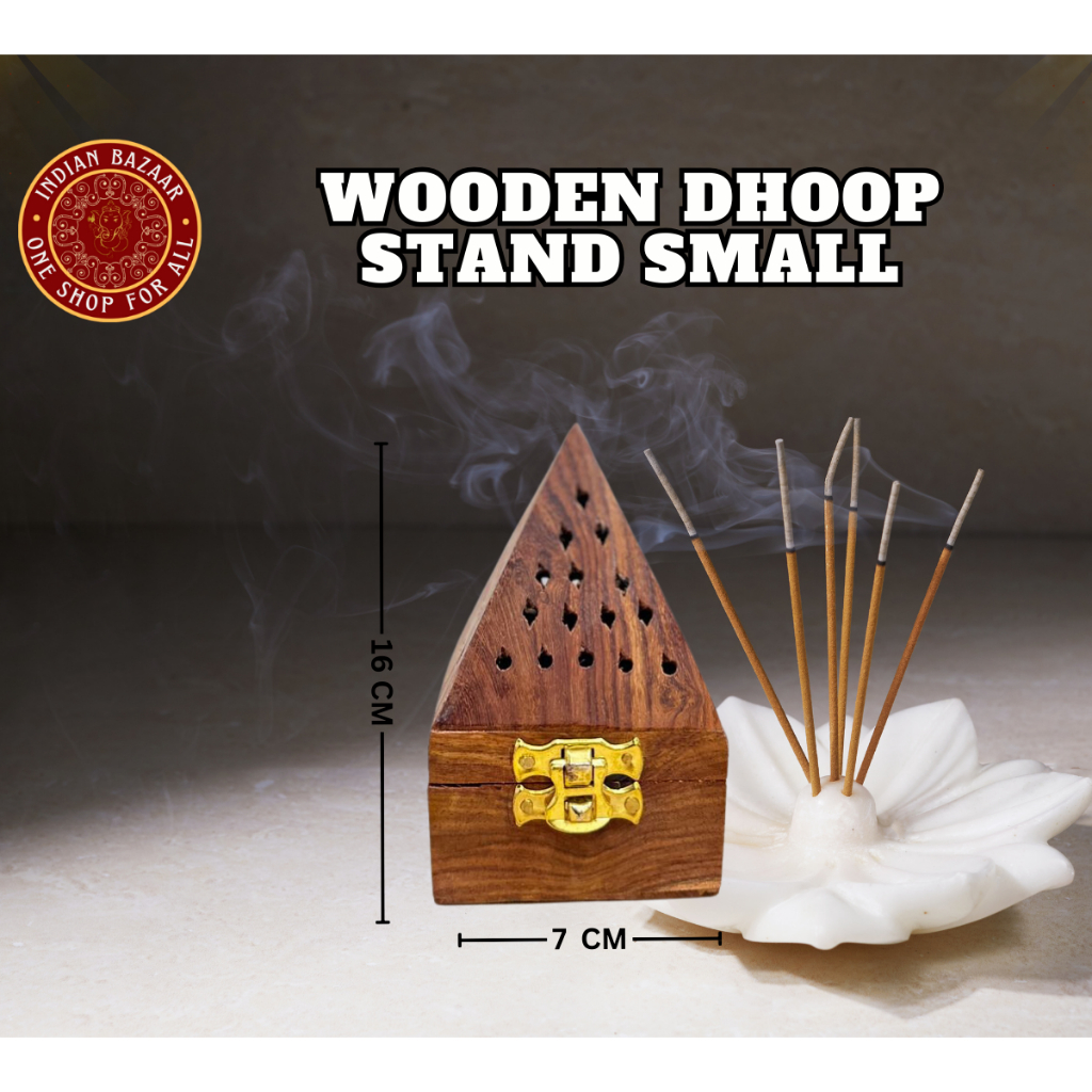 Wooden Pyramid Shape Dhoop / Sambrani Stand Incense Holder For Pooja ...