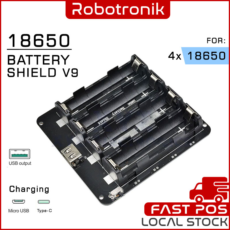 Portable Mobile Power - 18650 Battery Shield V8 (USB & Type C) Power ...