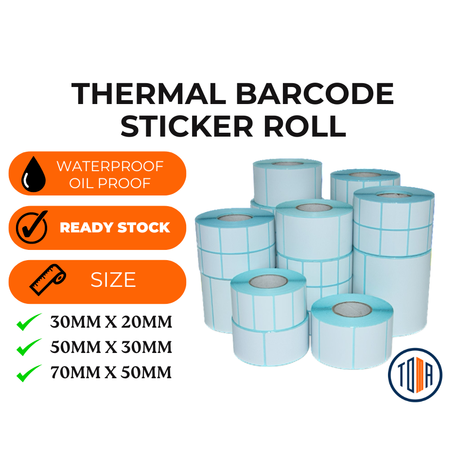 Thermal Sticker Paper Waterproof Label Sticker Barcode Roll | Shopee ...