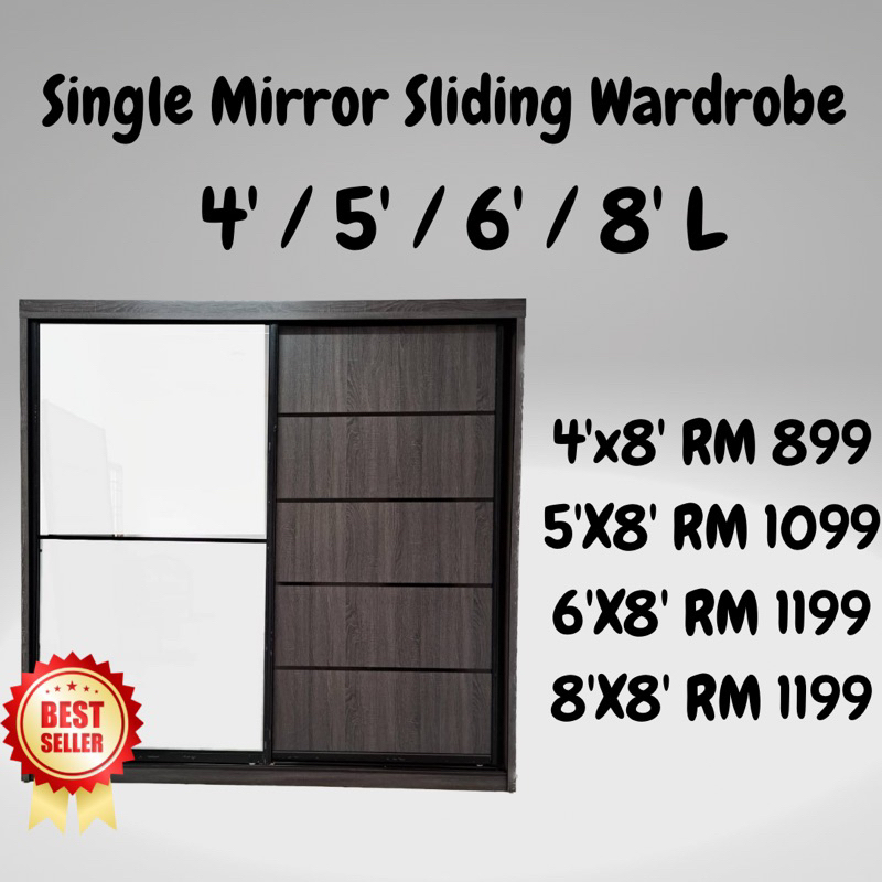 8’ Height Sliding Wardrobe / 8 kaki tinggi Almari Baju | Shopee Malaysia