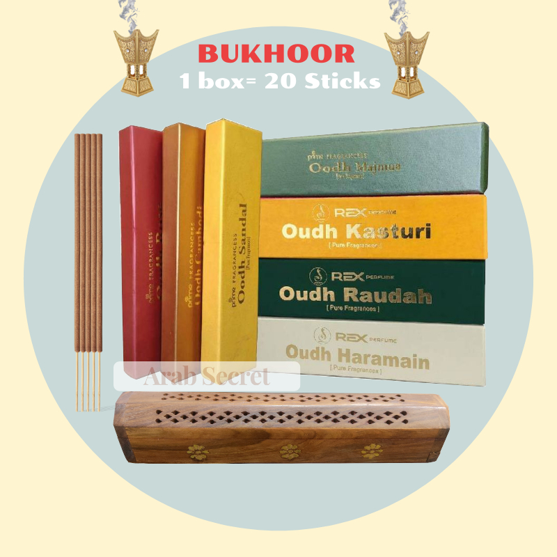 Bukhoor Sticks Premium Oudh Gaharu 20 Sticks with Kayu Pasu Stick ...