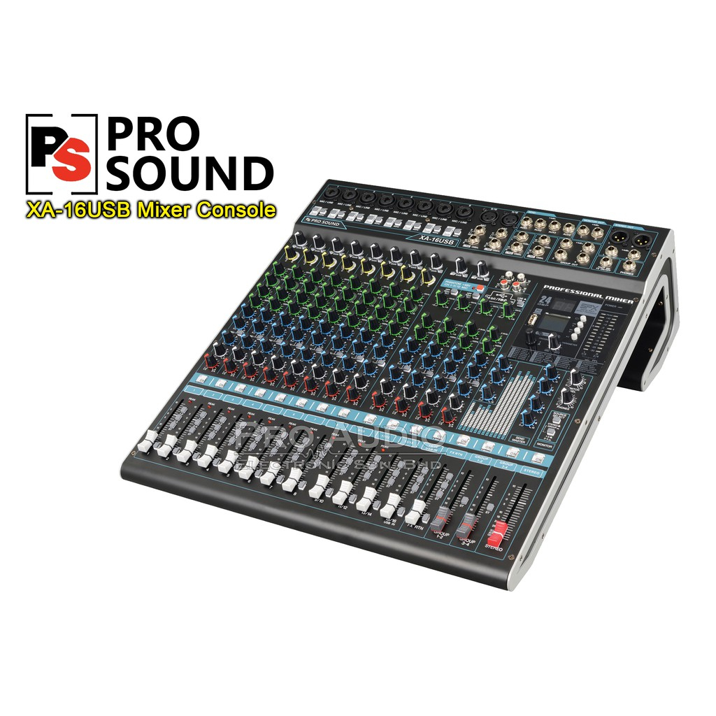 PS Pro Sound XA-16USB 16-Input Mixer Console with Effects, Professional ...