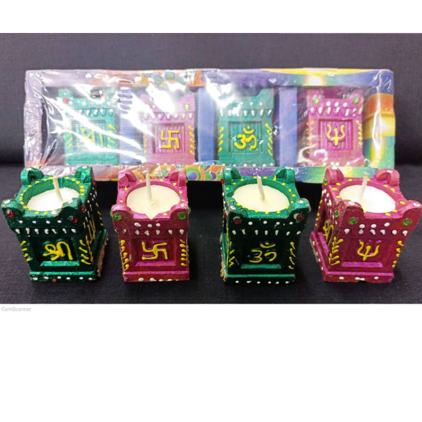 DIYA THULASI WAX / DEEPAVALI TULASI MADAM WAX VILAKU - 4PC IN 1SET ...