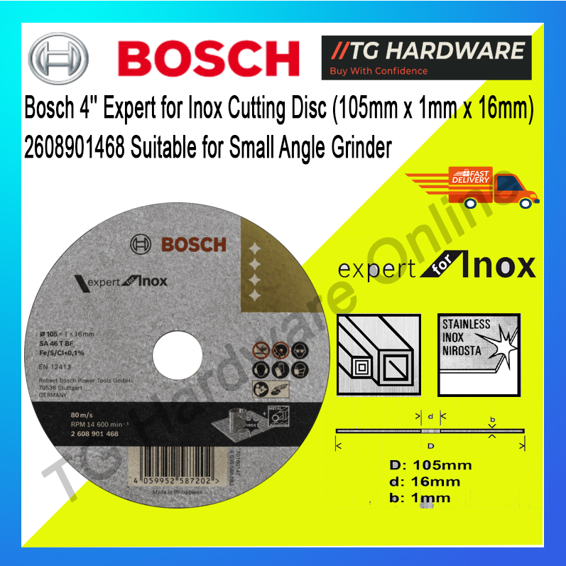 Bosch 4'' Expert for Inox Cutting Disc (105mm x 1mm x 16mm) 2608901468 ...