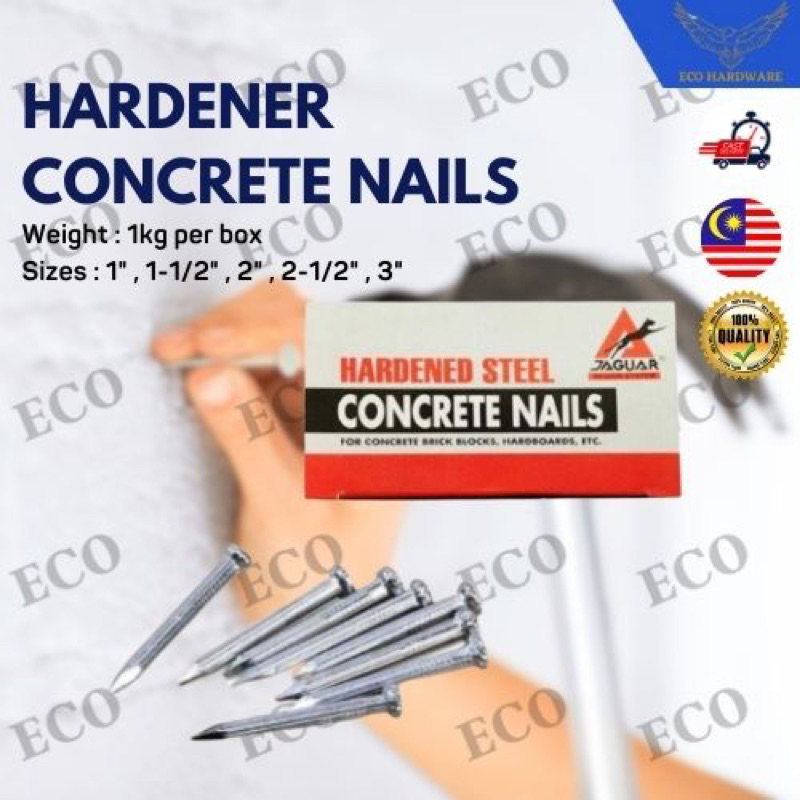 High Quality JAGUAR 1KG Hardener Concrete Nails/Paku Dinding/Paku ...