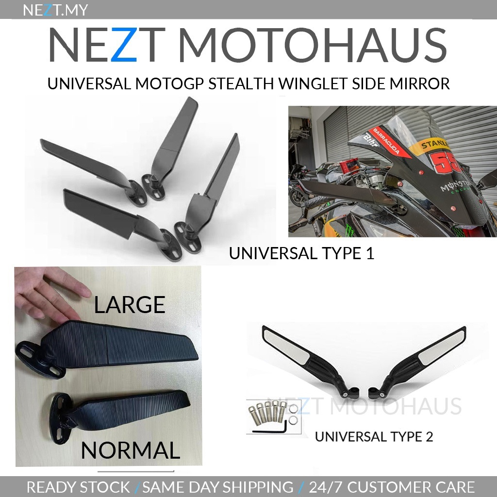 UNIVERSAL MOTOGP STEALTH CNC WINGLET SIDE MIRROR SUPERBIKE R15 R25 ...