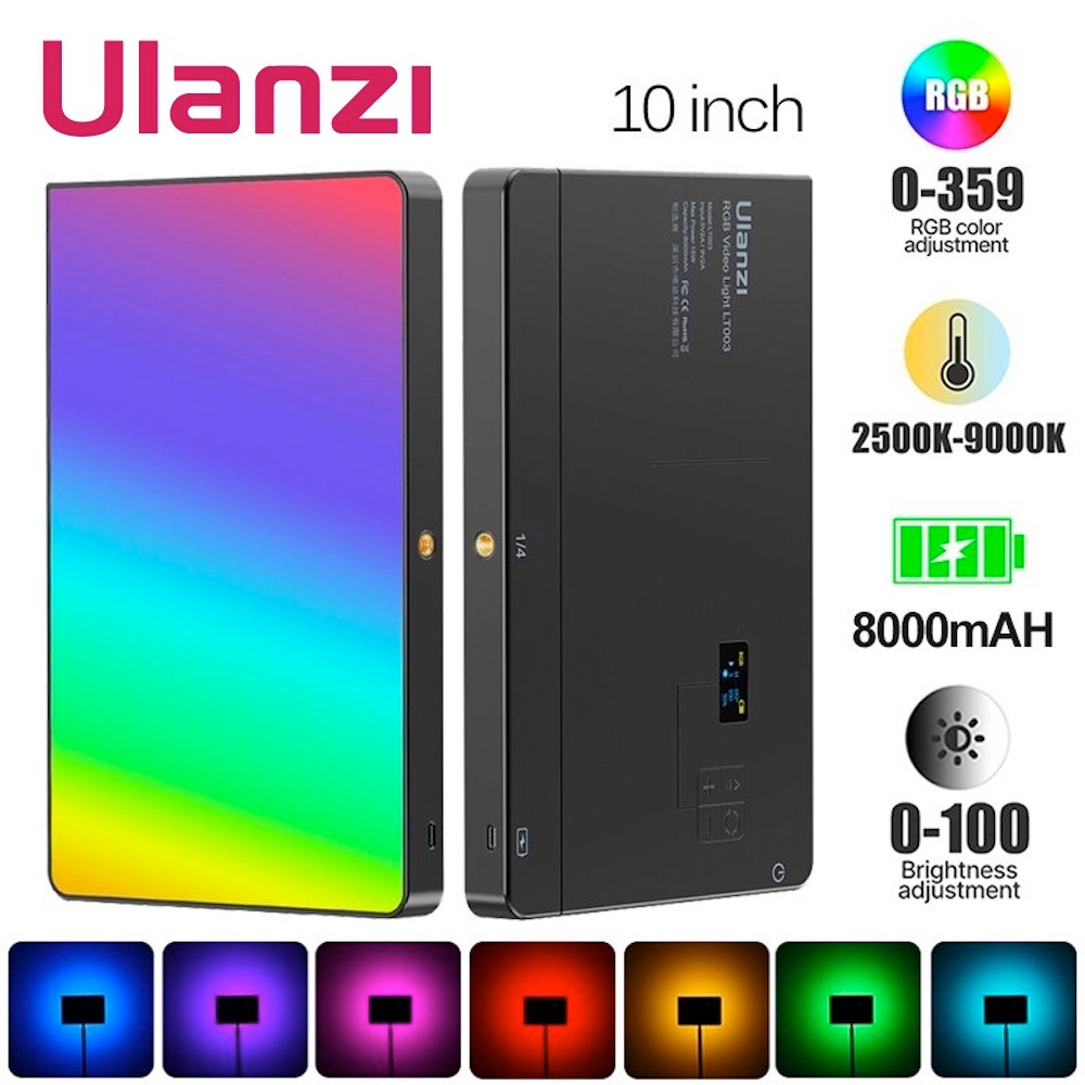 Ulanzi LT003 8000mAh 10" LED Panel Video Studio Light RGB Color Lamp ...