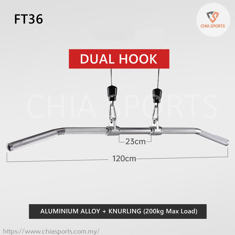 FT36 48" 120cm Revolving Lat Pulldown Bar Dual Hooks Functional Trainer Dual Cable Machine ...